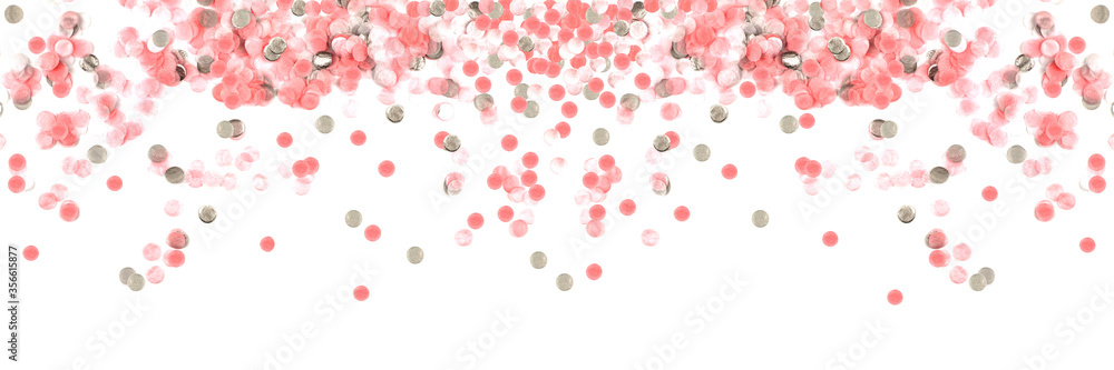 Banner made from pink confetti isolated on white background. Stock ...