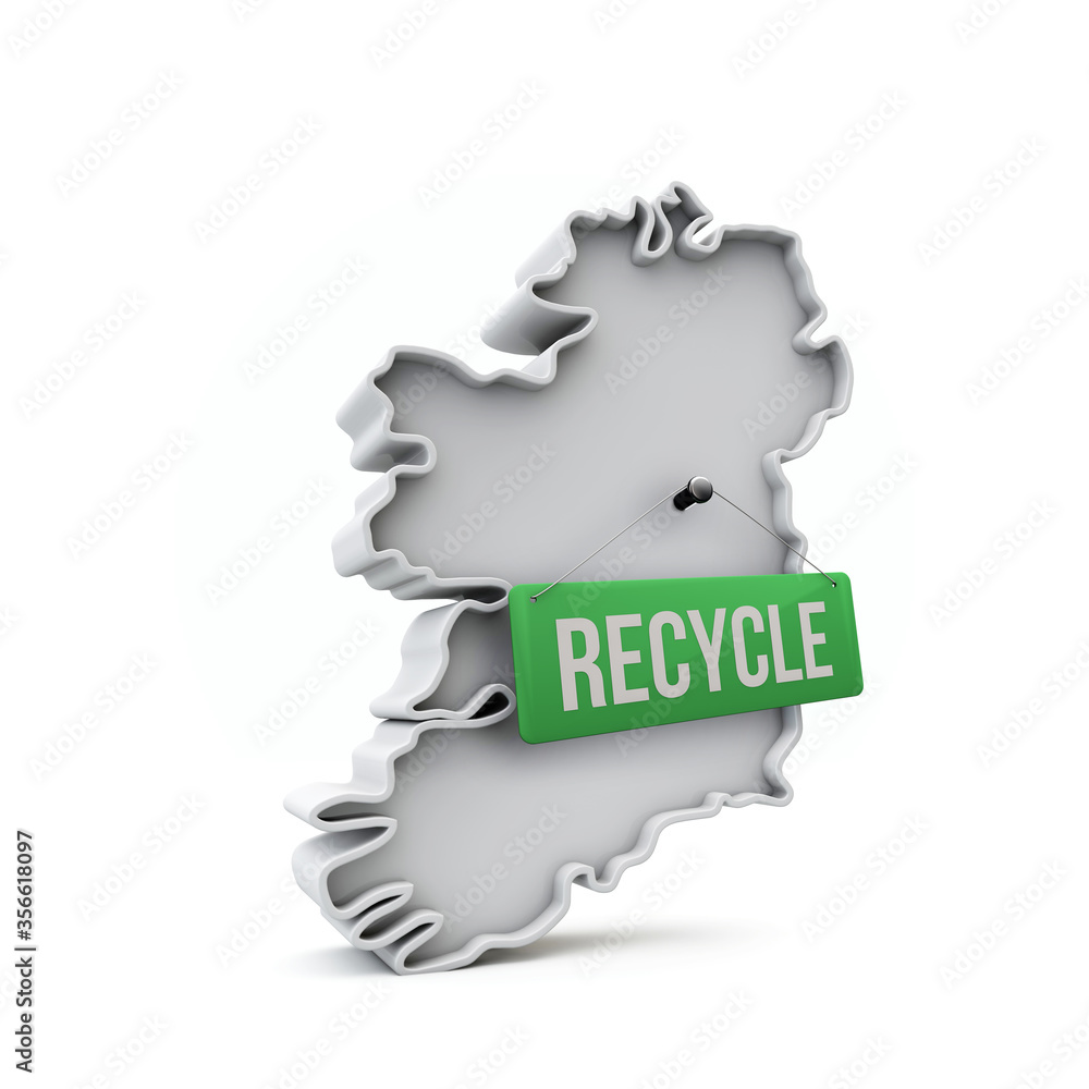 Ireland 3D map with green recycle sign. 3D Rendering Stock Vector ...