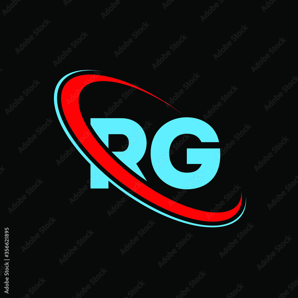 RG R G letter logo design. Initial letter RG linked circle uppercase ...