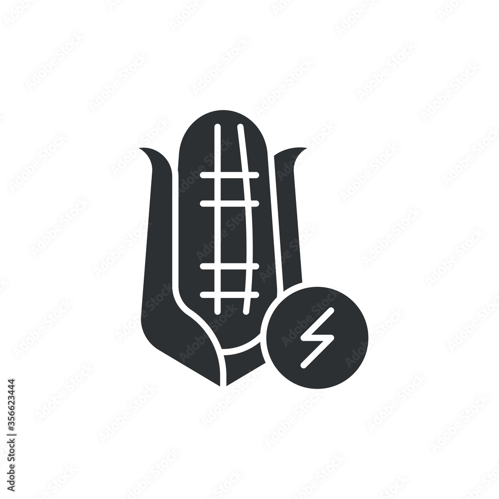 Biomass black glyph icon. Eco energy and biofuel. Alternative energy ...