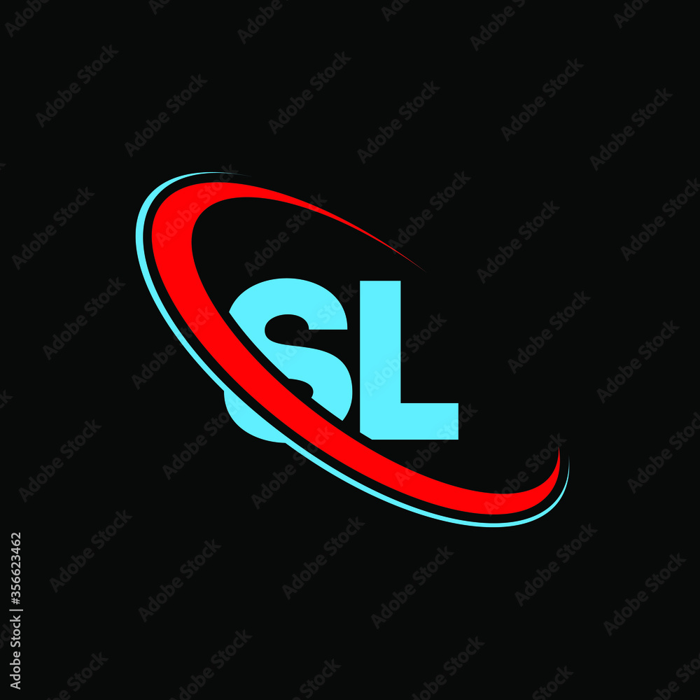 SL S L letter logo design. Initial letter SL linked circle uppercase ...
