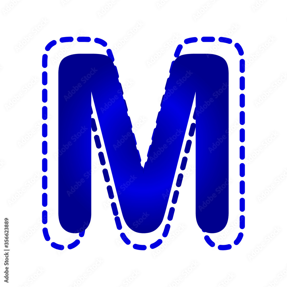 Vector Design of Blue Dotted M Alphabet.Creative Idea of Alphabetic ...
