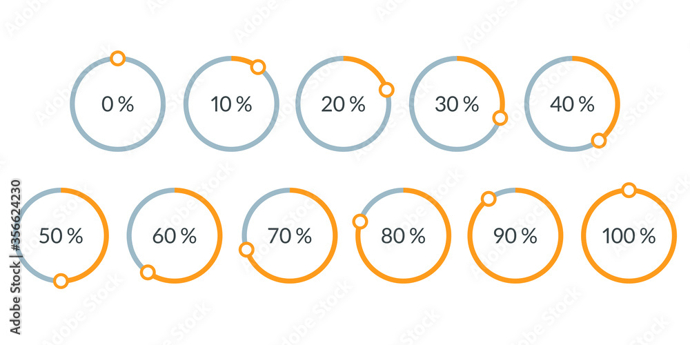 Percentage Pie Chart Set Circle Percent Diagram Or Chart With Progress Bar Infographic Design