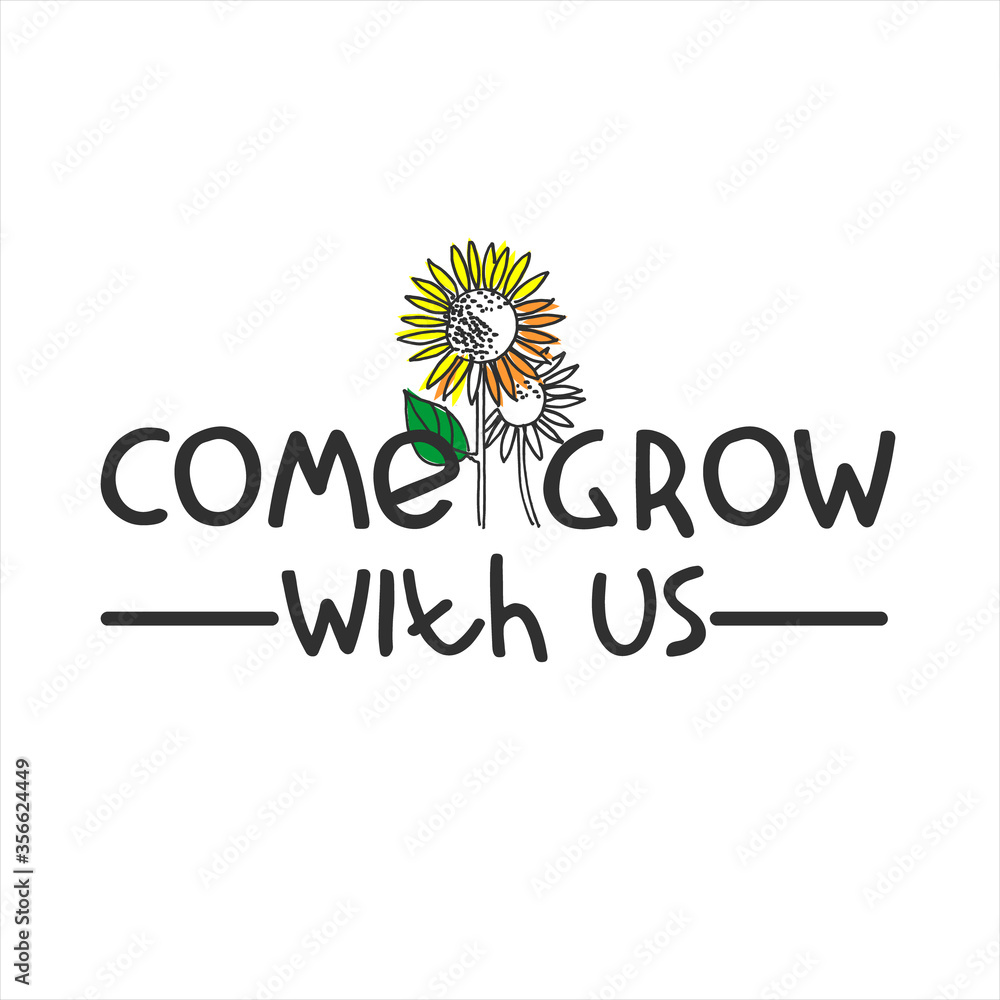 Come grow with us. Banner for a recruitment ad. Heading for human ...