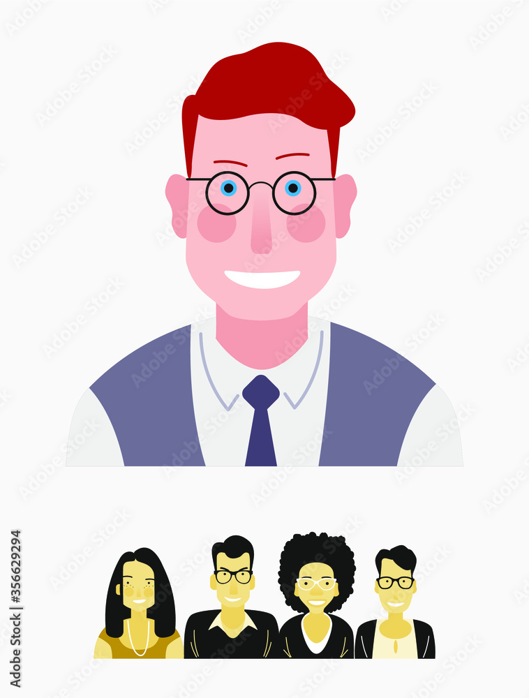Bright person portrait. Avatars set. Hand drawn flat style ...