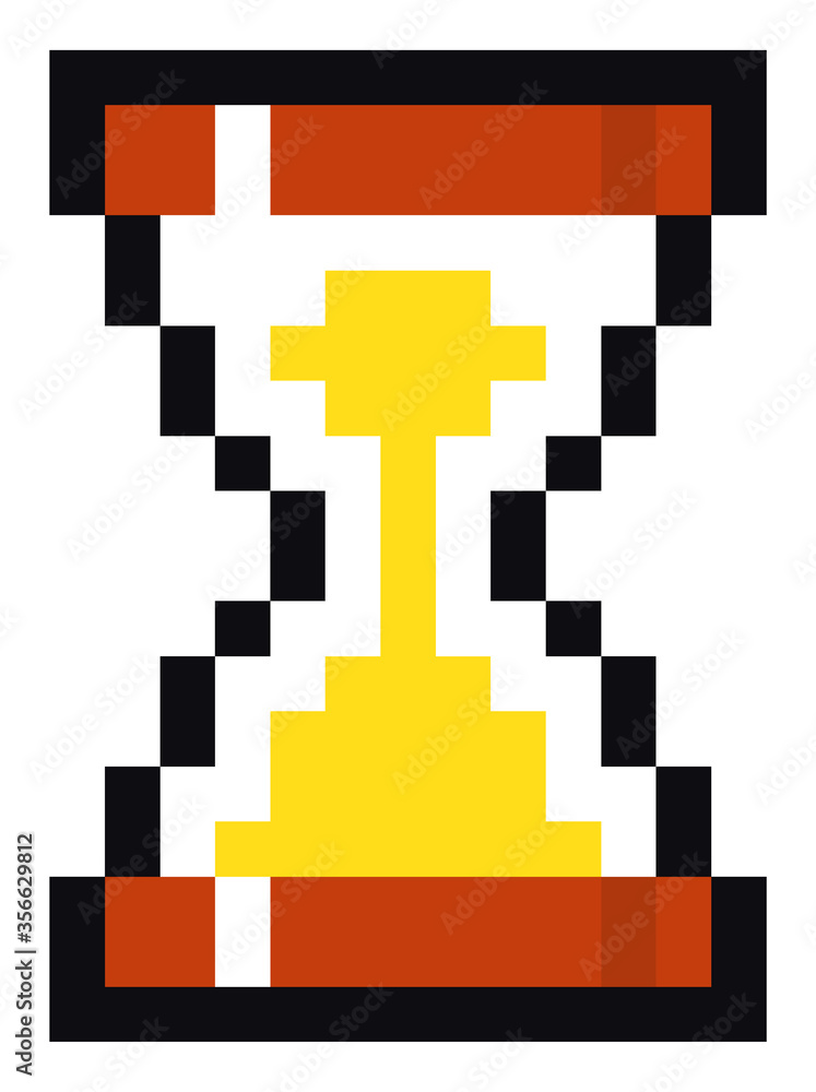 Pixel art hourglass isolated cartoon vector illustration. Sandglass ...