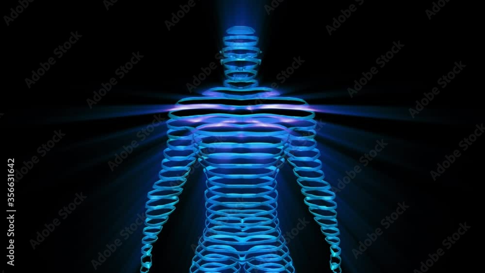 Vidéo Stock Wireframe 3d man rendered as contour slices . Cross ...