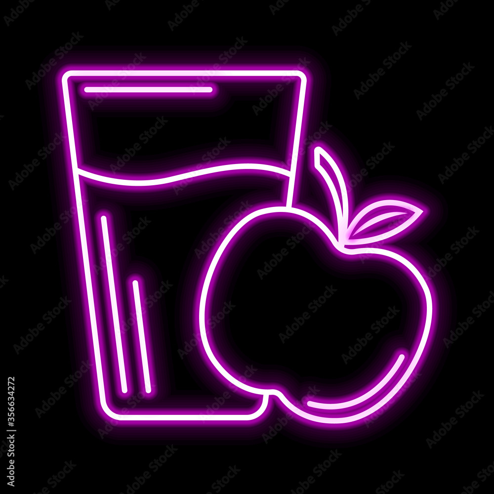 Apple juice icon. Glowing sign logo vector Stock Vector | Adobe Stock