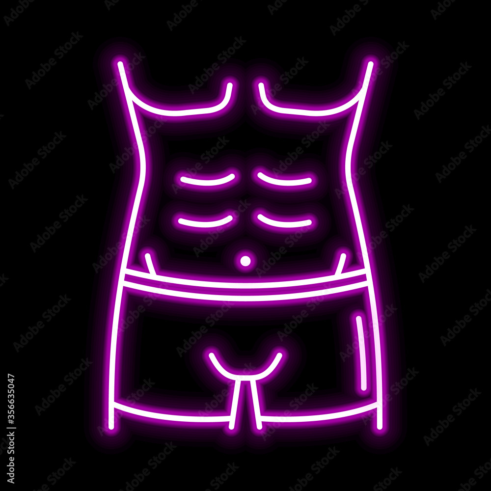 Muscular male torso glyph icon. Glowing sign logo vector Stock Vector ...