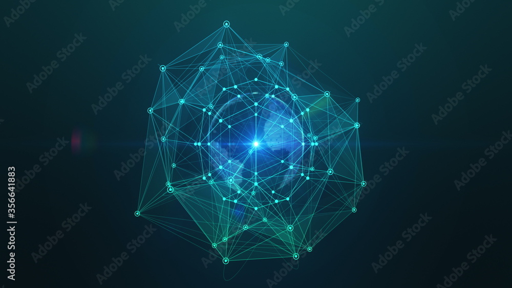 Global Network Connected animation of Global Business Network rotating ...