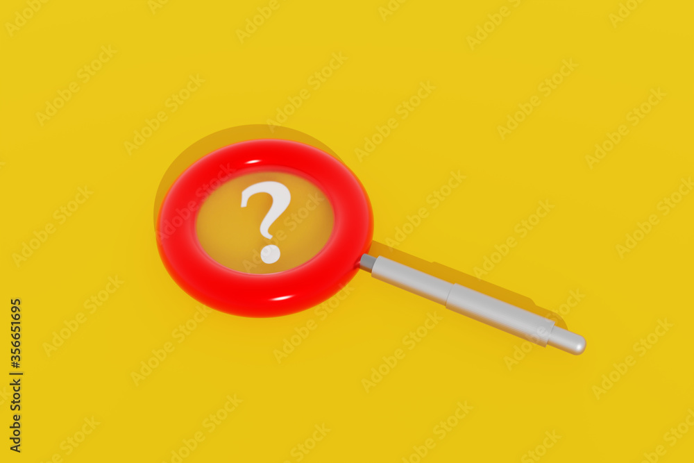 question mark symbol under a magnifying glass. Loupe with question mark ...