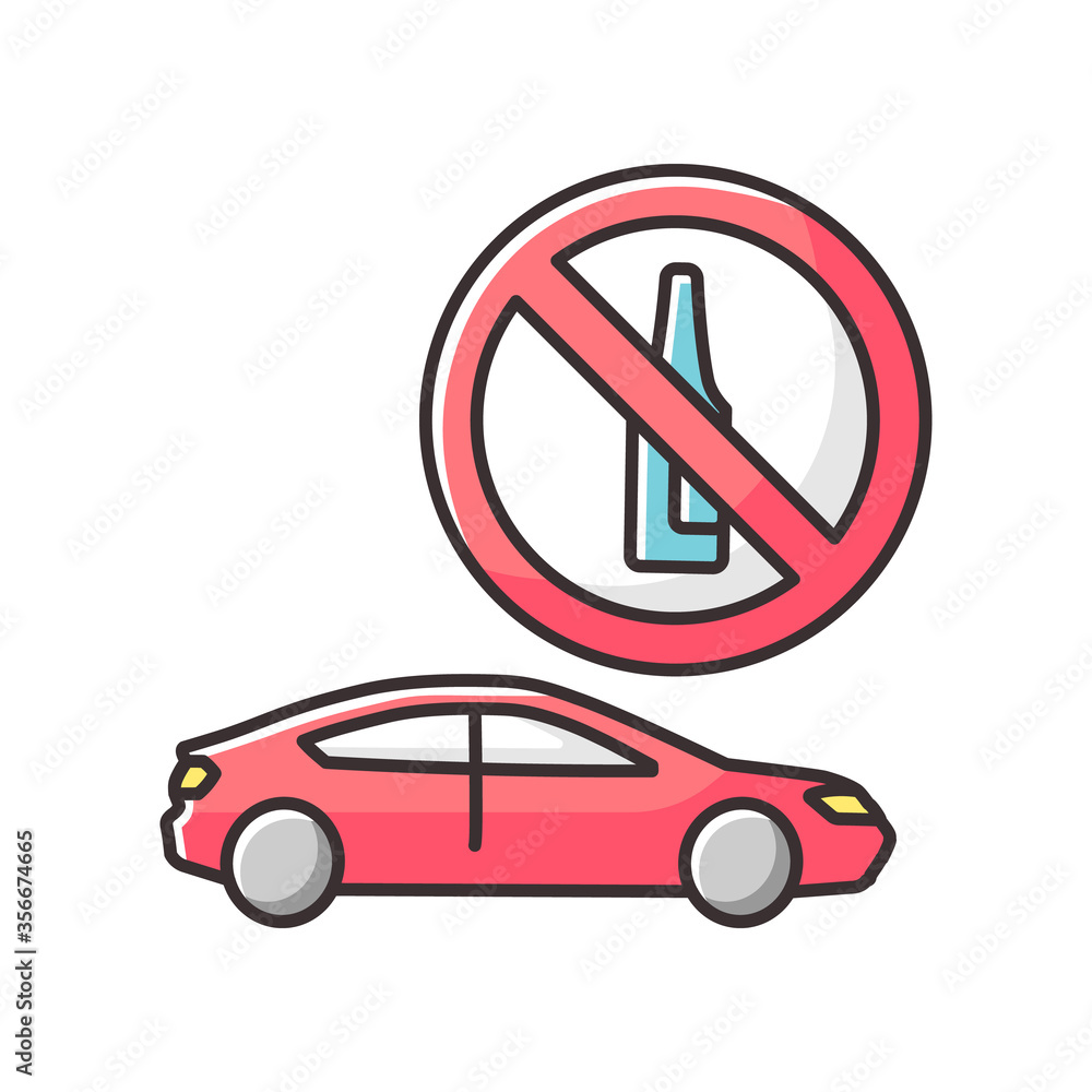 Drunk driving RGB color icon. Traffic safety law, responsible drinking ...