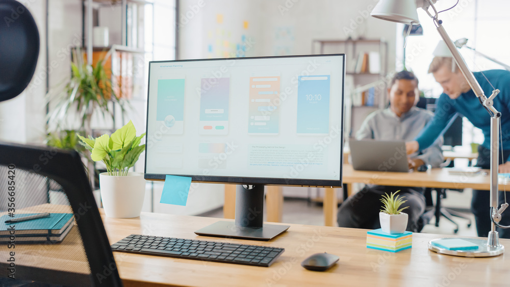Desktop Computer Standing on the Desk in the Modern Creative Office ...