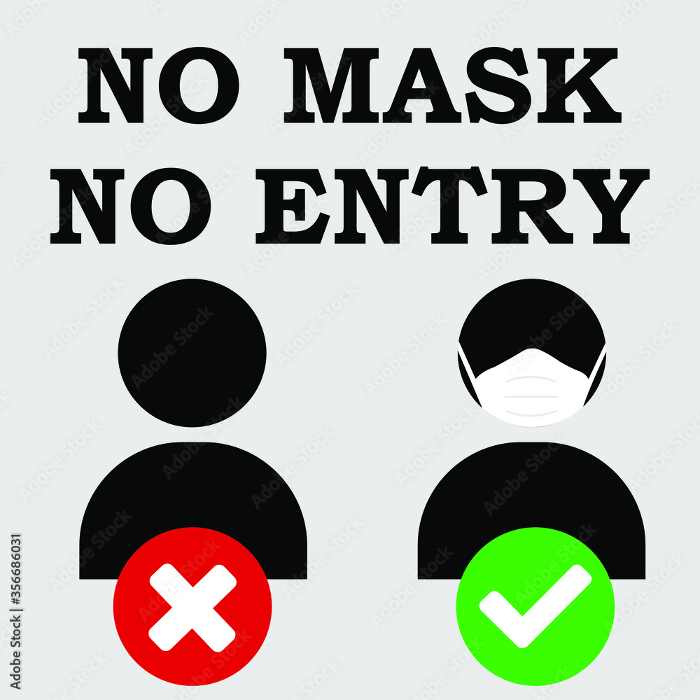 Instructions, no face masks, no entry. flat vector Vektor Stok | Adobe ...