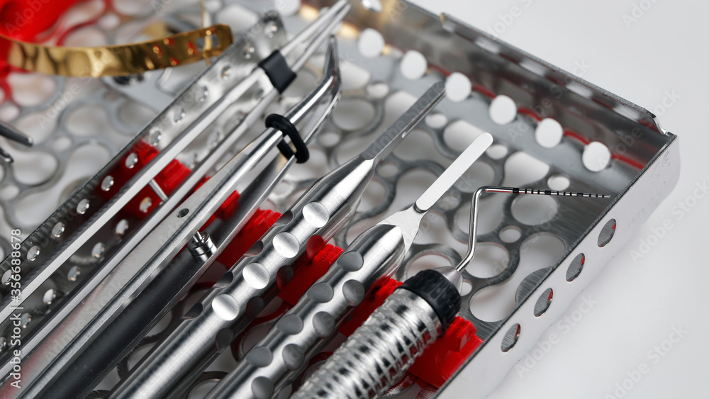 surgical instruments made of high-strength steel in a special metal ...