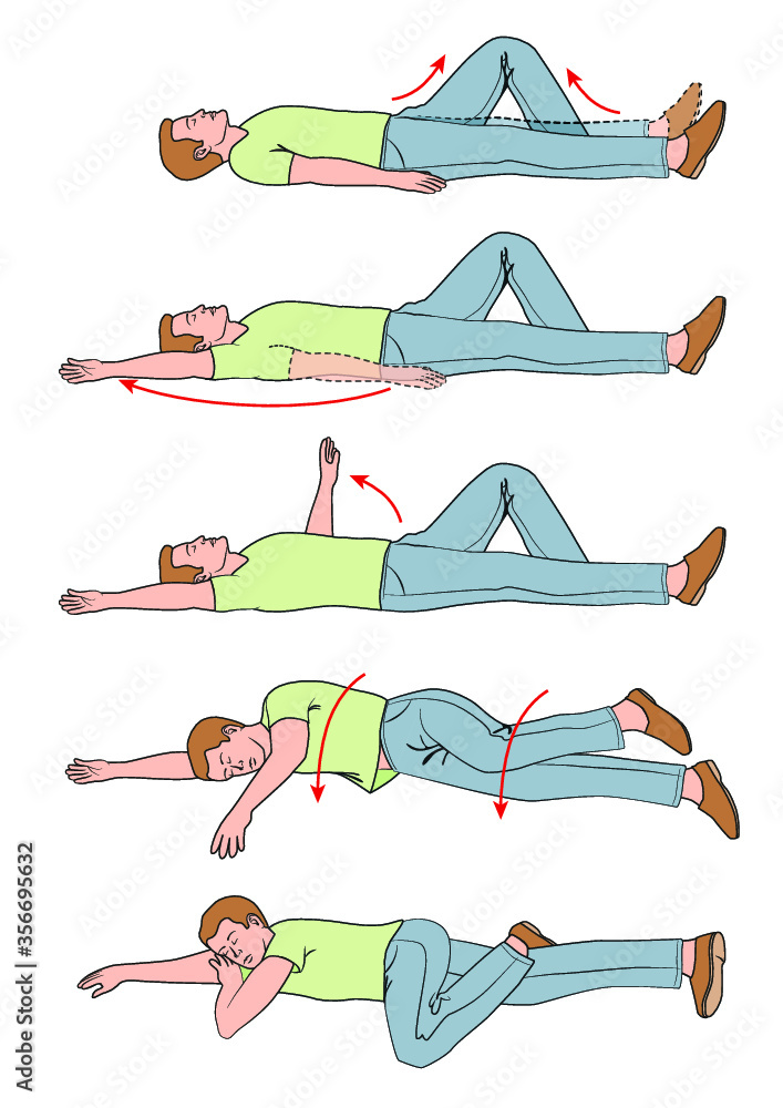 Postura lateral de seguridad - Primeros auxilios Stock Vector | Adobe Stock