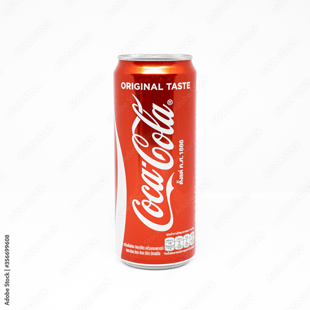 Bangkok, Thailand - June 10, 2020 : Coca Cola coke thin can with Thai ...