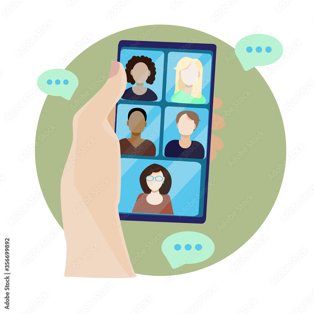 The concept of video chat. Modern vector illustration in flat style ...