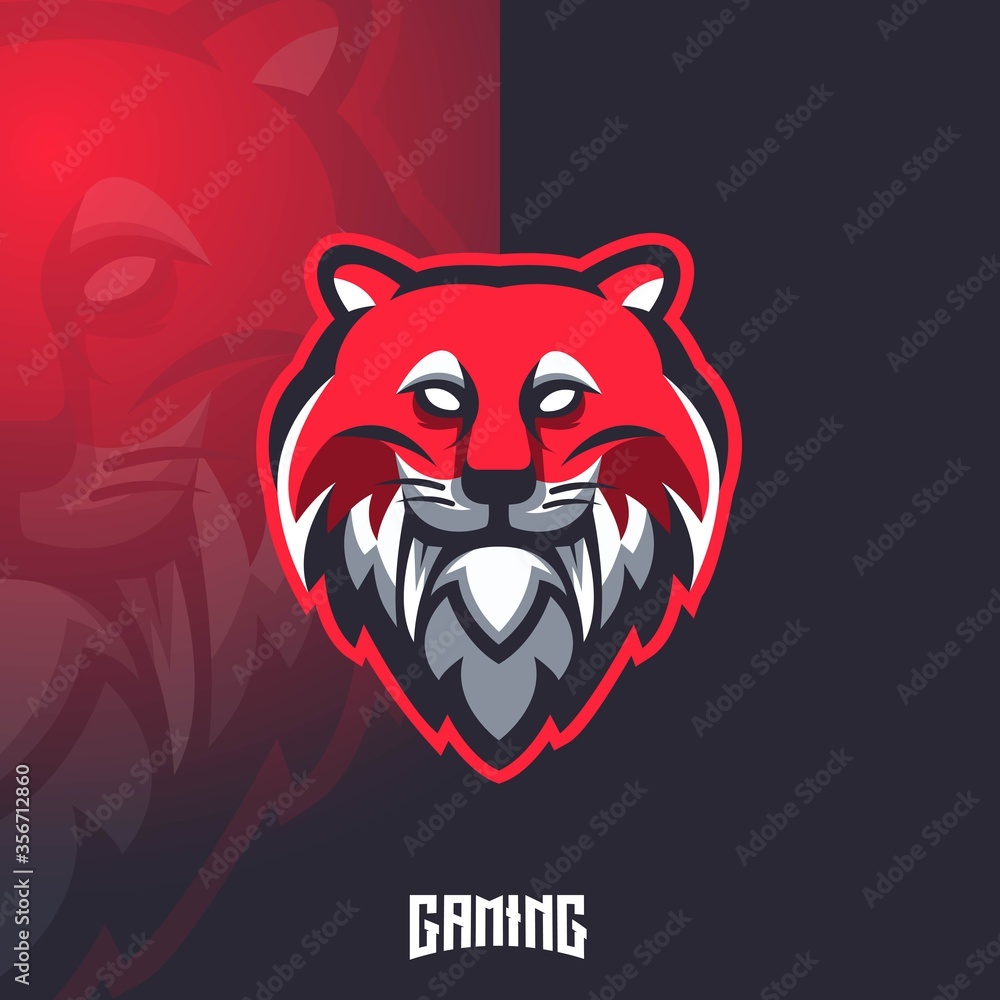 Red Lion mascot logo design vector with modern illustration concept ...