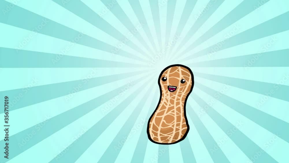 Peanut kawaii and 2d background animation, food cartoon Stock Video ...