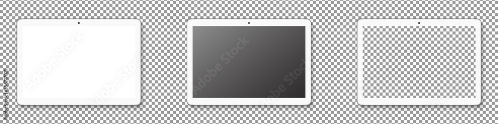Modern Tablet display mockup set. Realistic tablet mockup isolated on ...