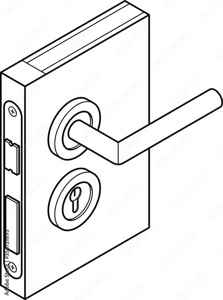 Diagram of a door handle and lock - with an english/wrench lock and ...