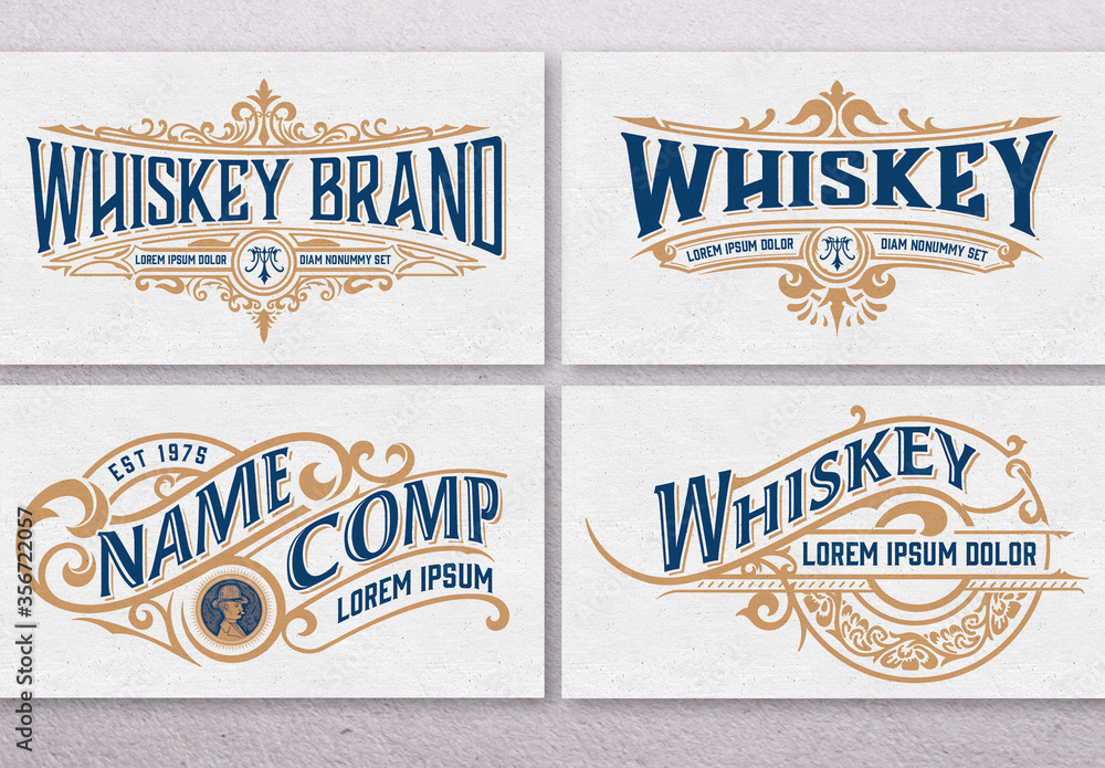 Set of 4 Vintage Liquors Logos or Labels Stock Template | Adobe Stock