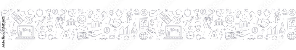 Trading exchange seamless border pattern background. Vector ...