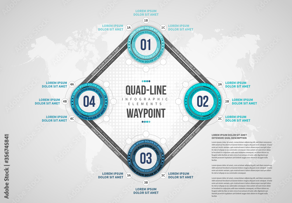 Quad Line Waypoint Infographic Stock Template | Adobe Stock