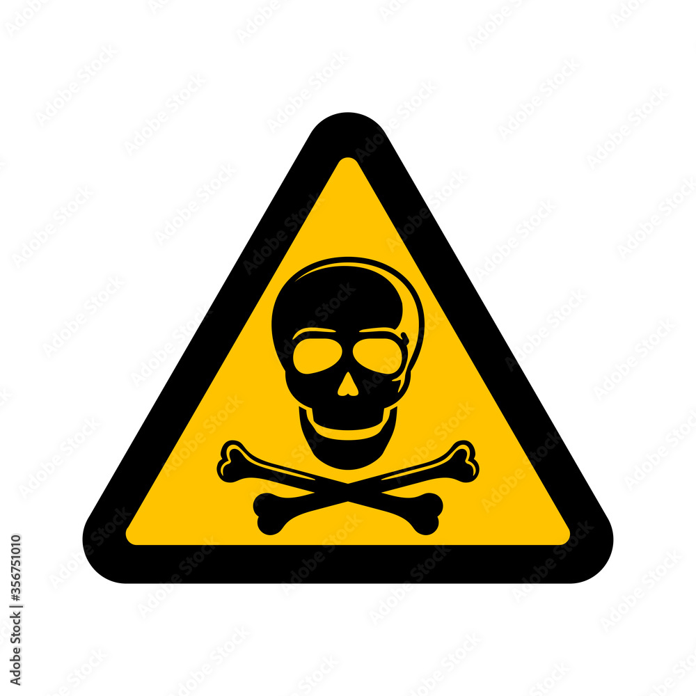 Danger sign - human skull in yellow triangle - for restricted dangerous ...