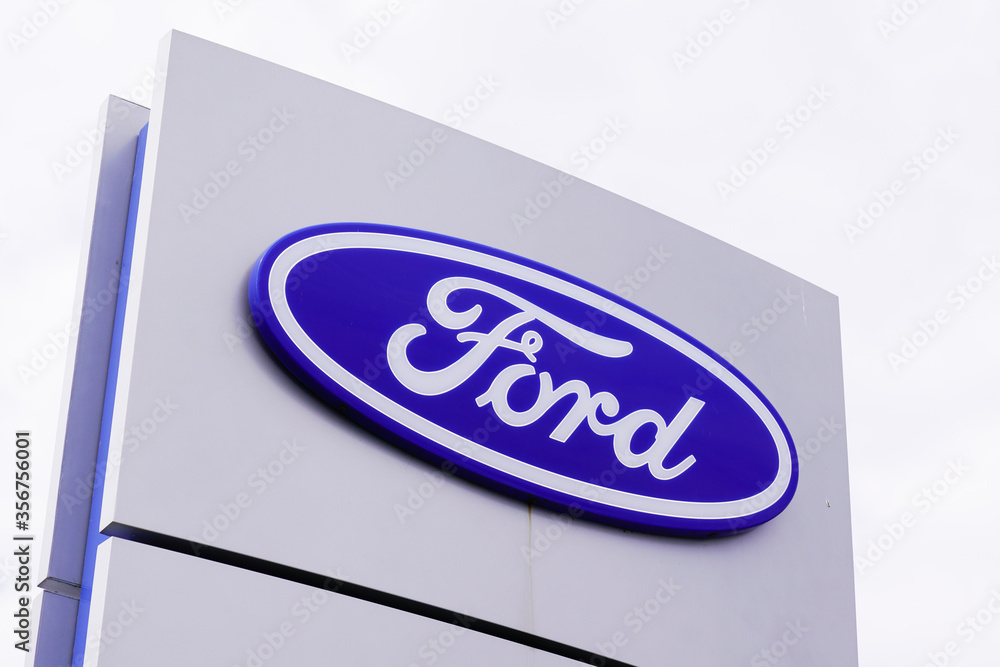 Ford dealership sign front of store car station garage and shop Stock ...