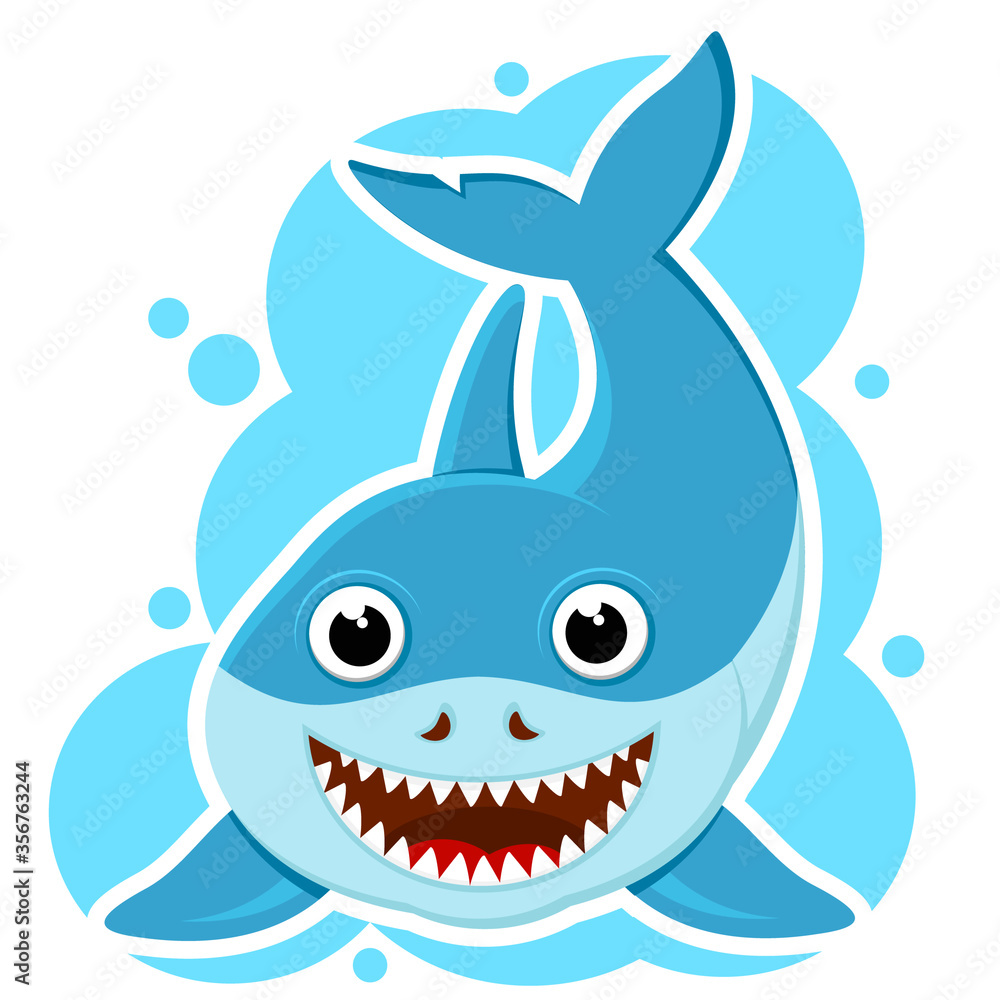 Shark smiling on a background of water. Front view Stock Vector | Adobe ...