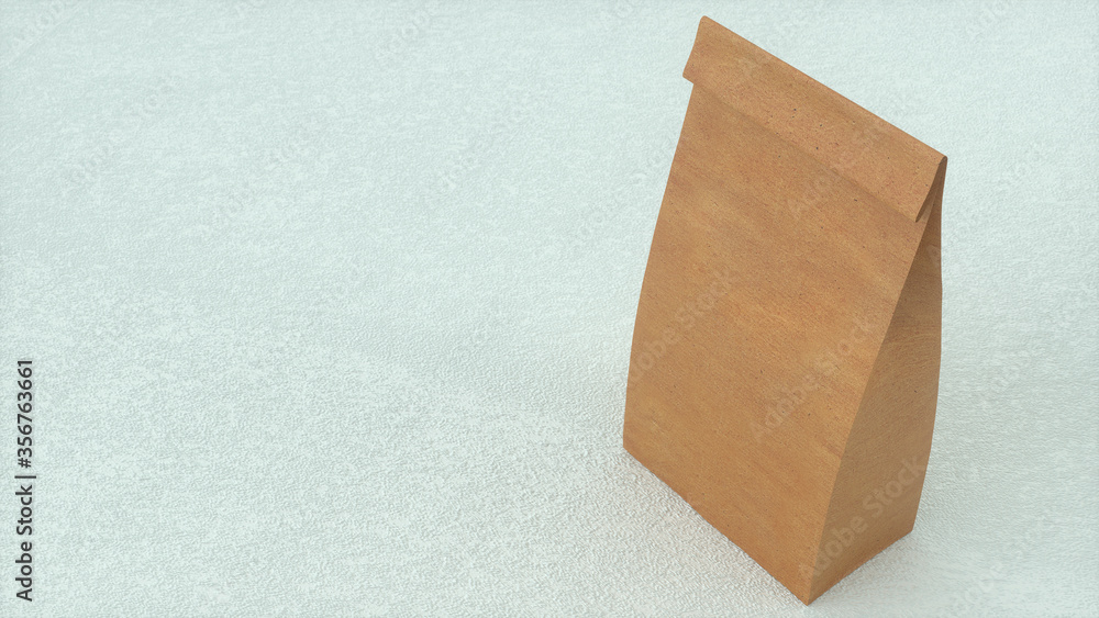 Craft paper package 3D rendering isolated on white background ...