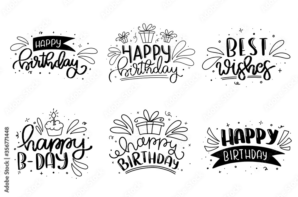 Happy Birthday Lettering Card Design. Happy Birthday Modern Brush ...