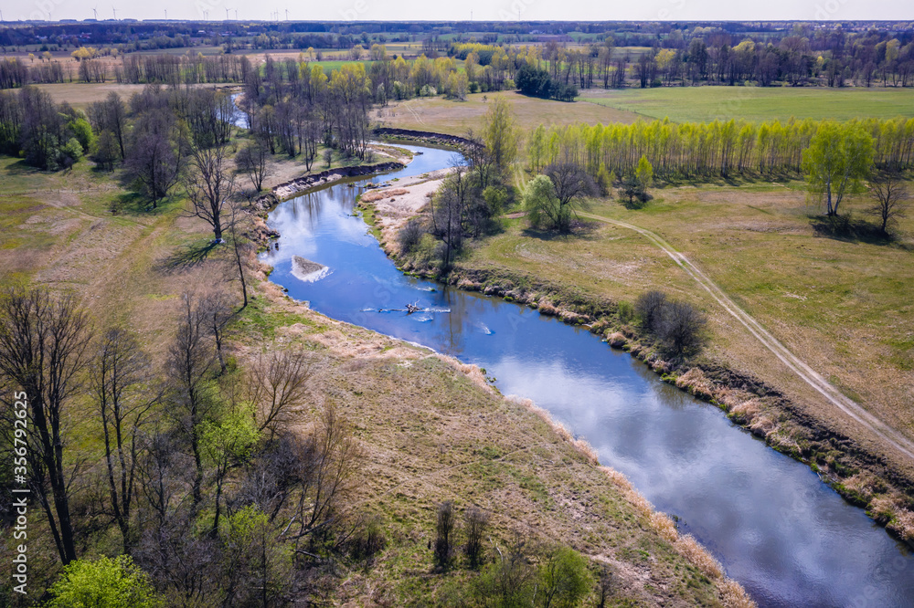 Drone view of River Liwiec in Mazowsze region of Poland Stock Photo ...