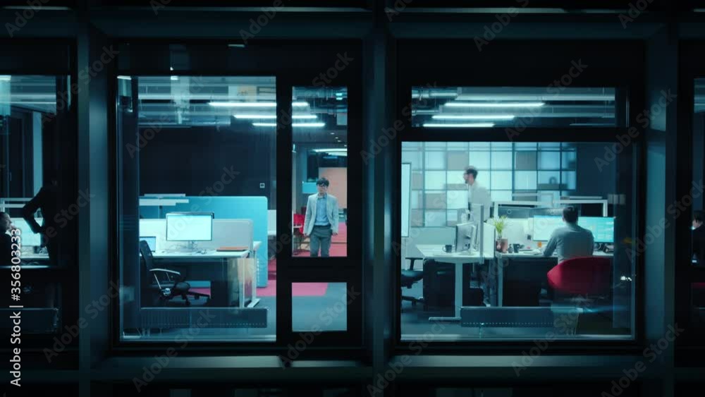 Timelapse Footage from Outside the Window: Businessmen and ...