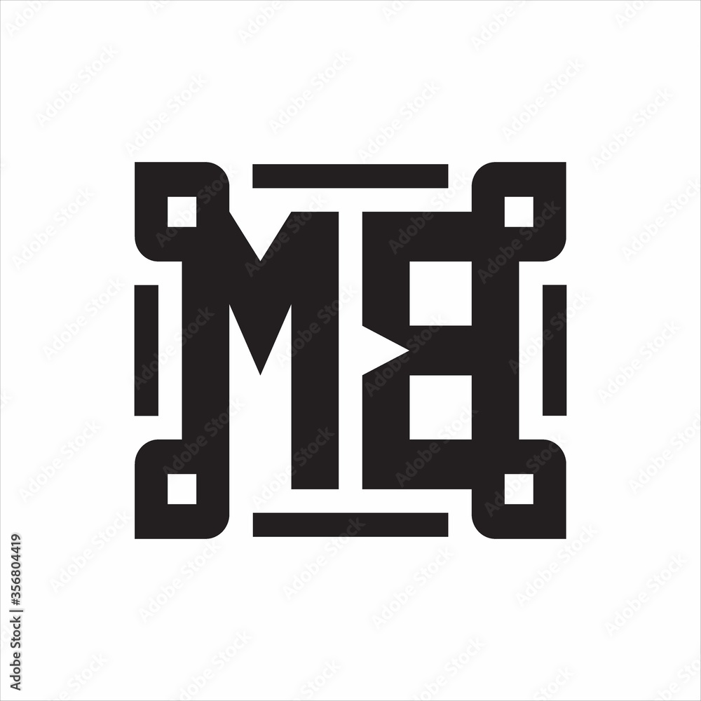MB Logo monogram with piece line art design template on white ...