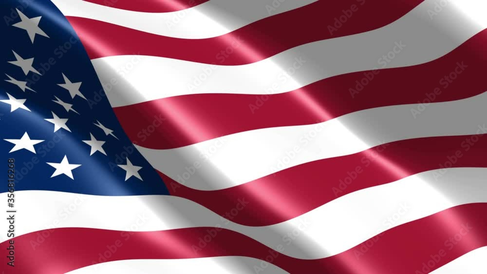 American flag seamless closeup waving animation. Wonderful shiny flag ...