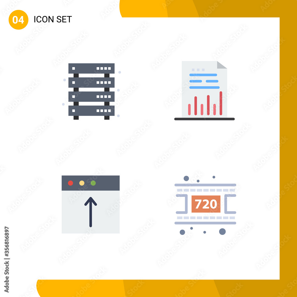 Universal Icon Symbols Group of 4 Modern Flat Icons of data, graph ...