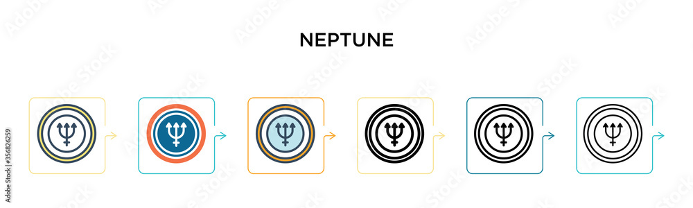Vecteur Stock Neptune vector icon in 6 different modern styles. Black ...