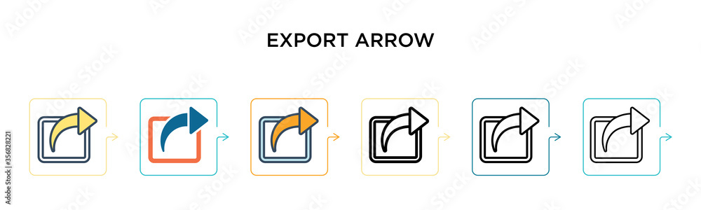 Export arrow vector icon in 6 different modern styles. Black, two ...