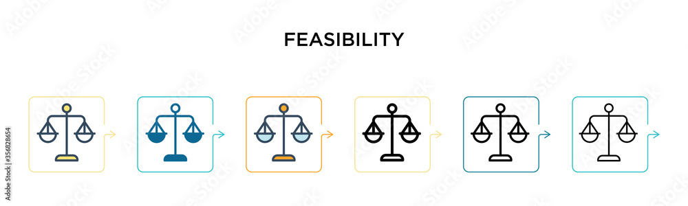 Feasibility vector icon in 6 different modern styles. Black, two ...