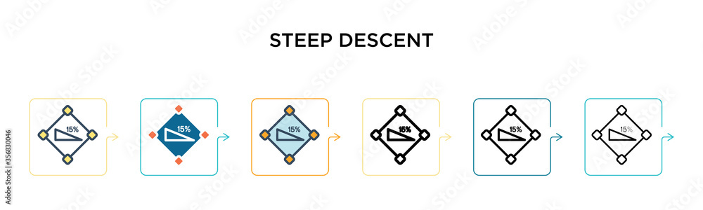 Vetor de Steep descent sign vector icon in 6 different modern styles ...