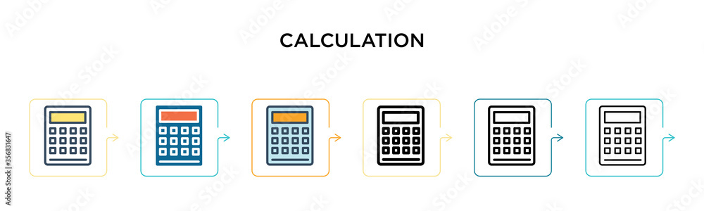 Calculation vector icon in 6 different modern styles. Black, two ...