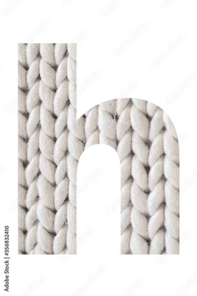 Letter " h " is a knitted of the alphabet isolated on a white ...