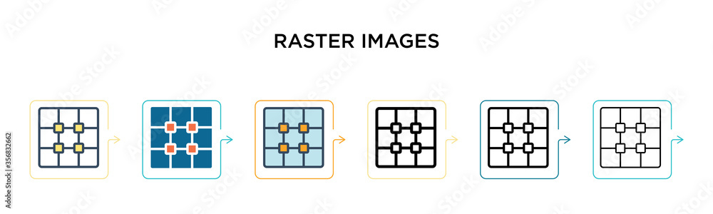 Raster images vector icon in 6 different modern styles. Black, two ...