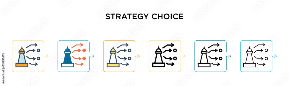 Strategy choice vector icon in 6 different modern styles. Black, two ...