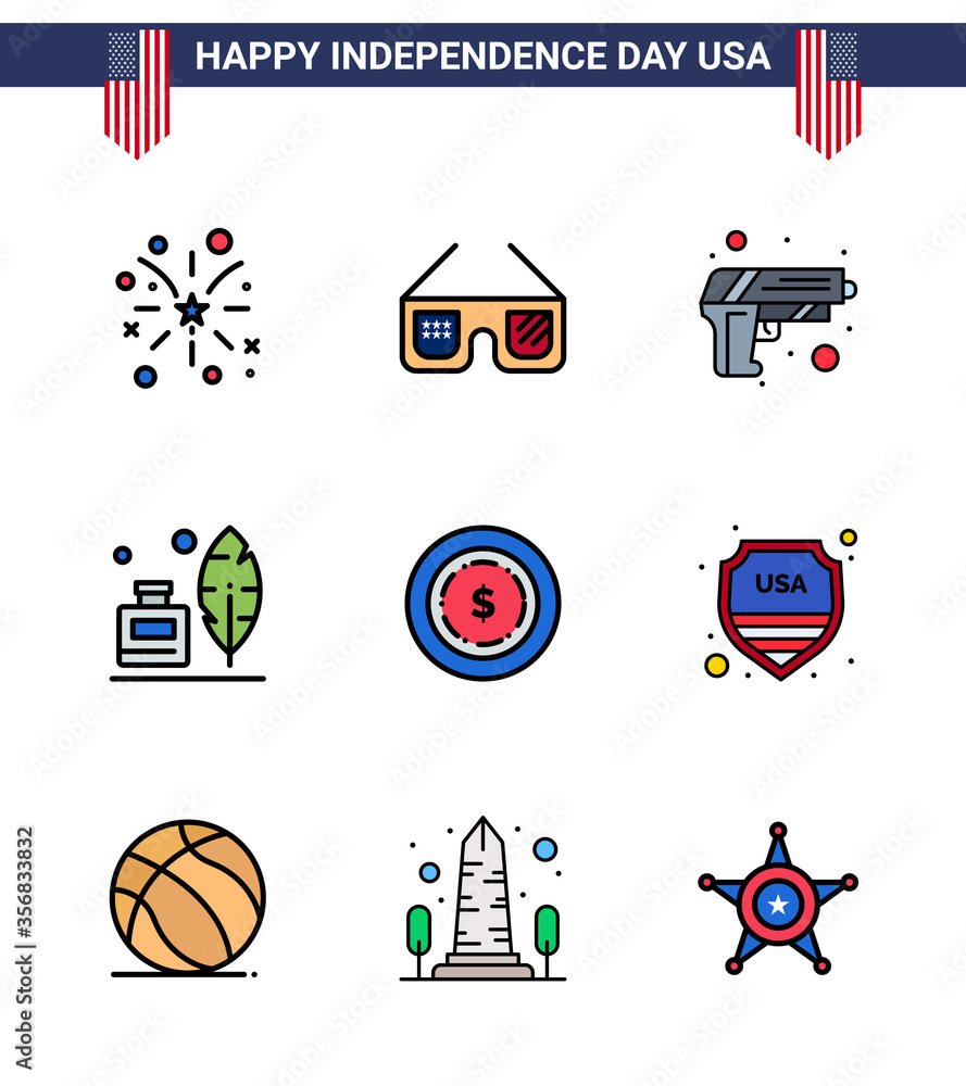 9 Creative USA Icons Modern Independence Signs and 4th July Symbols of ...