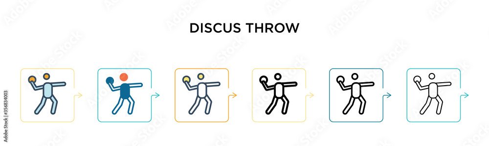Discus throw vector icon in 6 different modern styles. Black, two ...