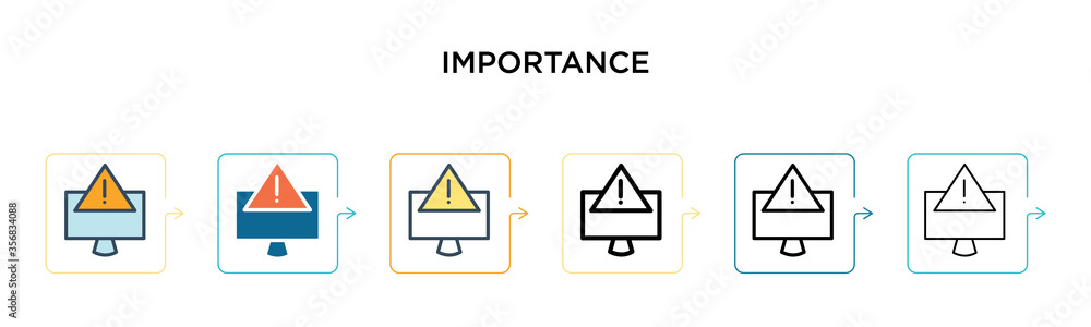 Importance vector icon in 6 different modern styles. Black, two colored ...
